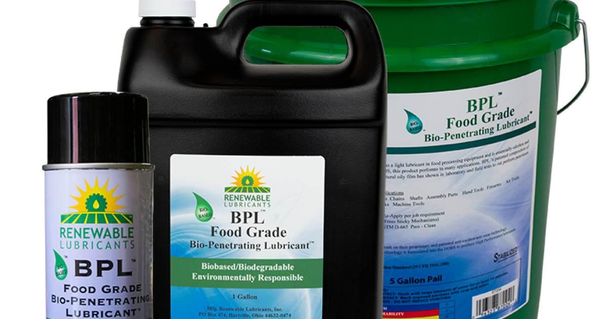 Renewable Lubricants | Bio-Penetrating Lubricant (BPL) FOOD GRADE
